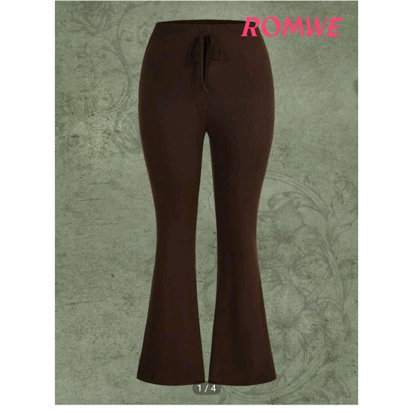 ROMWE | Pants & Jumpsuits | Nwt Romwe Brown Flare Bootleg Yoga Pants ...